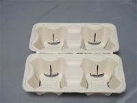 China 4 Cell Cup Biodegradable Sugarcane Plates Bagasse Pulp 220x218x46.6mm for sale