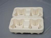 China 4 Cell Cup Biodegradable Sugarcane Plates Bagasse Pulp 220x218x46.6mm for sale