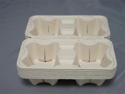 China 4 Cell Cup Biodegradable Sugarcane Plates Bagasse Pulp 220x218x46.6mm for sale