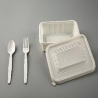 China 450ml 15oz PLA Tableware With Lid , Biodegradable Disposable Lunch Box 6.9