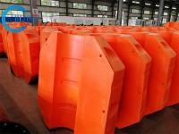 China 14 Inch HDPE Pipe Floats PE Floater with Nuts and Washers Connection Yellow Color for sale