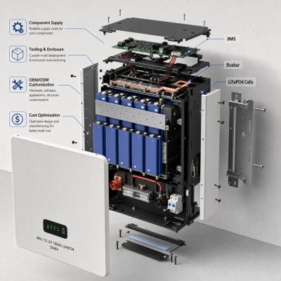 China Wall-Mounted 48V 51.2V 100Ah LiFePO4 Battery – 5kWh Custom Household Energy Storage System Full OEM/ODM & BOM Optimization Support for sale