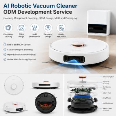 China AI Robotic Vacuum Cleaner ODM Development Service Covering Component Sourcing PCBA Design Mold and Packaging for sale