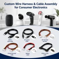 China Custom Wire Harness Cable Assembly USB-C DC Power JST PH XH Terminal Battery PCB Interconnect for Consumer Electronics for sale