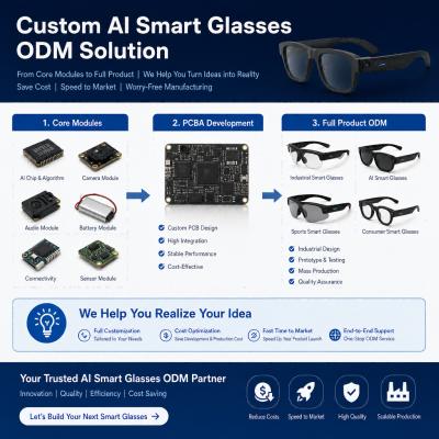 China Custom AI Smart Glasses ODM Turnkey Solution Voice Assistant Camera Gesture Control Translation for sale
