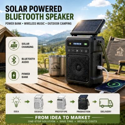 China Solar Powered Bluetooth Speaker Power Bank Combo Portable Wireless Music Charging Outdoor Camping for sale