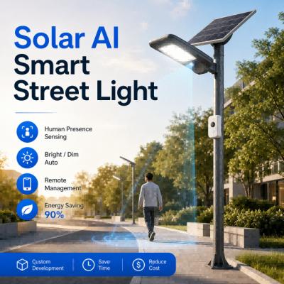 China Solar AI Smart Street Light Human Presence Bright Dim Remote Management Energy Saving 90 Percent for sale