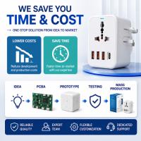 China Custom US-UK Plug Adapter PD 20W 30W Type G Travel Converter 3 USB Charger 1 USB C Port 4 Outlets ODM solution for sale