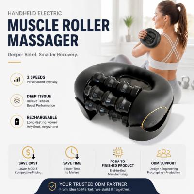 China Handheld Electric Muscle Roller Massager 3 Speed Deep Tissue Rechargeable Custom ODM Solution for sale