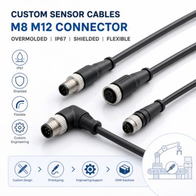 China Custom Sensor Cables M8 M12 Connector Overmolded IP67 Shielded Flexible ODM Engineering Design Support for sale