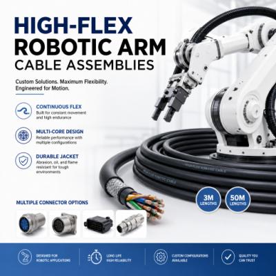 China Custom High-Flex Robotic Arm Cable Assemblies Continuous Flex Multi-Core 3M 50M Lengths Jacket Connector Options for sale