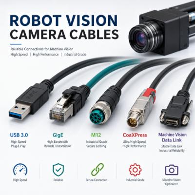 China Custom Robot Vision Camera Cables USB 3.0 GigE M12 CoaXPress Machine Vision Data Link for sale