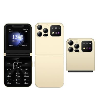 China 2G GSM A50 Pro Flip Mobile Phone Dual SIM Call Recording Speed Dial Torch 2.4 Inch for sale