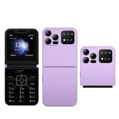 China 2G Flip Feature Phone A50 PRO 2.4 inch Screen 1350mAh Battery MTK CPU Speed Dial Type-C for sale