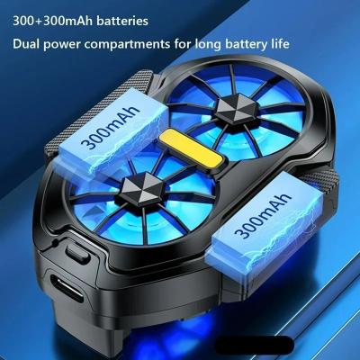 China FS01 Dual Fan Mobile Phone Cooler with 600mAh Battery for 62-92mm Phones, Rechargeable and Plug-in Options for sale