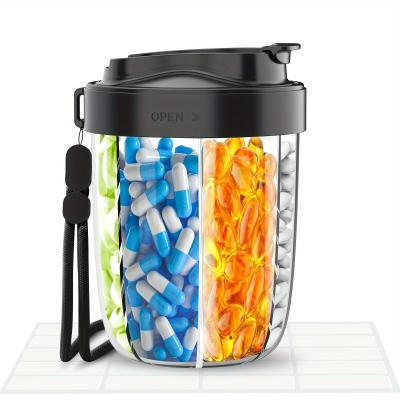 China Transparent Lid Portable Pill Container with Ergonomic Handle - 1-Piece Food-Safe PE Medication Storage in Black/Beige/Pink for sale