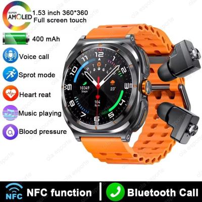 China GT98 Headphones Smart Watch 1.53 inch Bluetooth Call NFC Heart Rate 400mAh for sale