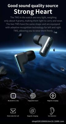 China 2-in-1 Smart Watch with Wireless Earbuds 1.85 IPS Heart Rate Monitor 330mAh Battery for sale