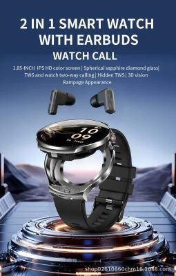China Smart Watch with TWS Earbuds 1.85 IPS Screen Bluetooth 5.0 Fitness Tracker Heart Rate Blood Pressure Monitor IP67 for sale