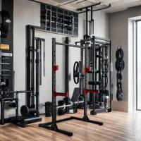 China Commercial Multi-Function Steel Power Rack Gym Fitness Equipment 1500x1500x2400mm 100kg for sale