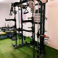 China Commercial Multi-Function Smith Machine 2200x2000x2300mm Steel Frame Squat Rack Bench Press Cable Crossover for sale