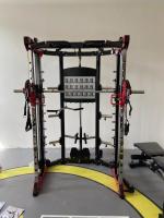China Commercial Multi-Function Smith Machine 2200x2000x2300mm Steel Frame Squat Rack Bench Press Cable Crossover for sale