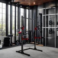 China Home Gym Weight Bench with Barbell Half Squat Rack 20kg Q235 Steel for sale