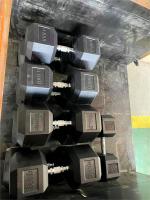 China Wholesale Hex Rubber Coated Dumbbells 5kg to 40kg Set for Home Gym Fitness Equipment for sale