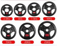 China Commercial Rubber Weight Plates 2.5kg-25kg Cast Iron Core Gym Equipment Free Weights for sale