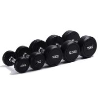 China Commercial Rubber-Covered Dumbbell 10KG-90KG with Hexagonal Design and Floor Protection for sale