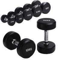 China Commercial Rubber-Covered Dumbbell 10KG-90KG with Hexagonal Design and Floor Protection for sale
