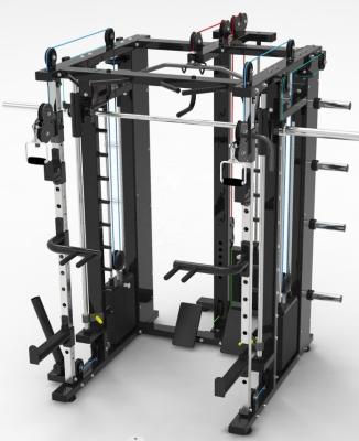 China Multi Functional Smith Machine with Weight Stack Cable Crossover 2200x1500x2200mm 500kg for sale