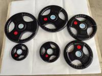 China OEM 3 Holes Rubber Cast Iron Weight Plate 2.5kg to 25kg Custom Logo for Fitness Training for sale