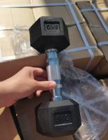 China Commercial Hex Rubber Dumbbell Set 1-90kg Rubber Encased Gym Strength Training Weight Lifting Full Body Muscle Development for sale