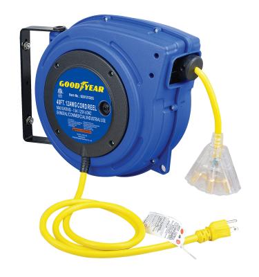 China Goodyear LED lighted Connector Enclosed Driven Spring cord reel with double adjustment function for sale