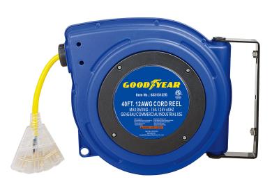China Industrial Retractable 40 Feet Triple Tap Goodyear Hose Reel Heavy Duty for sale