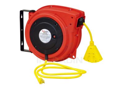 China Plastic Housing Electric Spring Driven Cable Reel With Ratch Double Adjustment for sale