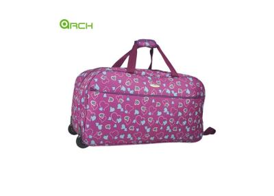 China Rolling Luggage Bag Printing 600d Polyester Wheeled Duffle Bag with One Front Pocket for sale