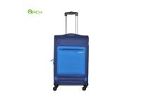China 600D Economic Polyester Soft Sided Luggage with One Front Pocket and Spinner Wheels for sale