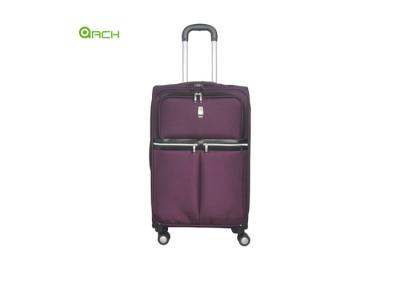 China Tapestry Suitcase Soft Sided Luggage with Three Front Pockets and Skate Wheels for sale