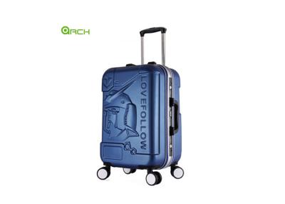 China Embossed ABS PC Travel Luggage Bag With Aluminium Frame for sale