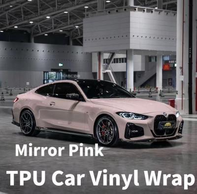 China TPU Mirror Sky Pink Car Wrap Film PET Heat Self Healing Anti Scratch Hydrophobic Auto Body Paint Protection Film for sale