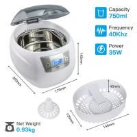 China digital 750ml 35Watt dental ultrasonic cleaners ultrasonic jewelry cleaner CD washing machine for sale