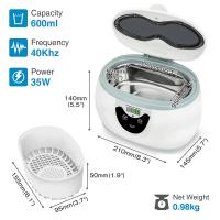 China Digital 40KHz Household 600ml Ultrasonic Jelwery watches Dental Eyeware Cleaner with Degas Function for sale
