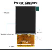 China 2.8 Inch TFT LCD Touch Screen with 240x320 Resolution and 260 Nits Brightness for Industrial Applications for sale