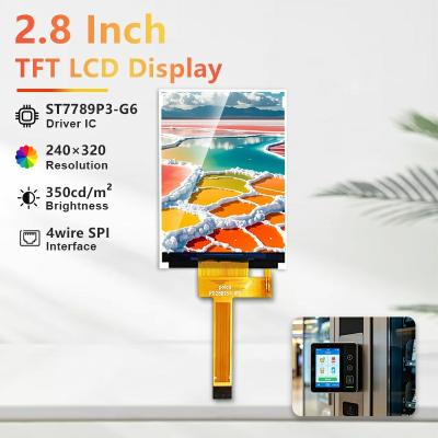 China Polcd 2.8 Inch 240x320 TFT LCD Display Module 14 Pin SPI ST7789 350 Nit for sale