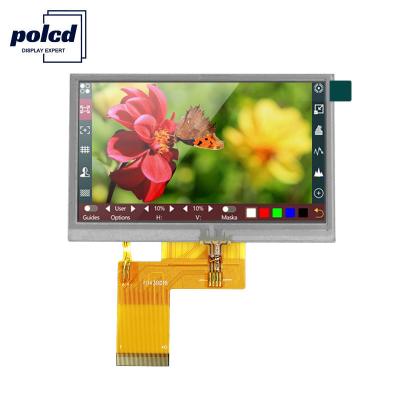 China 4.3 Inch TFT LCD Display with Capacitive Touchscreen - 800×480 Resolution, 300 Nits Brightness, RGB 24bit Interface for sale
