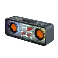 China Outdoor Mini Wireless Speaker RGB Transparent Mecha Dual Speaker With Small Cannon Bass Diaphragm for sale