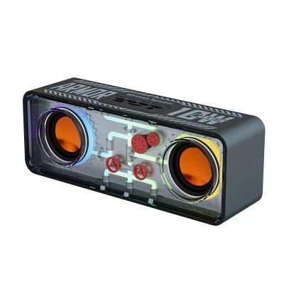 China Outdoor Mini Wireless Speaker RGB Transparent Mecha Dual Speaker With Small Cannon Bass Diaphragm for sale