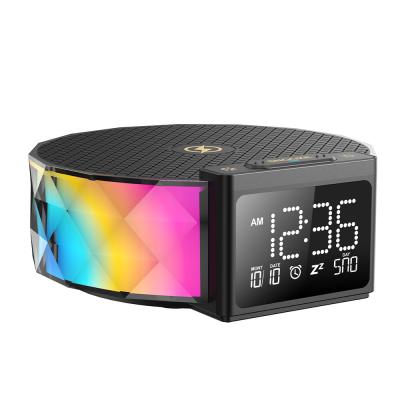 China RGB Bedside Night Light 10W Smart Bluetooth Speaker Wireless Charging Lamp Clock Mobile Dock for sale